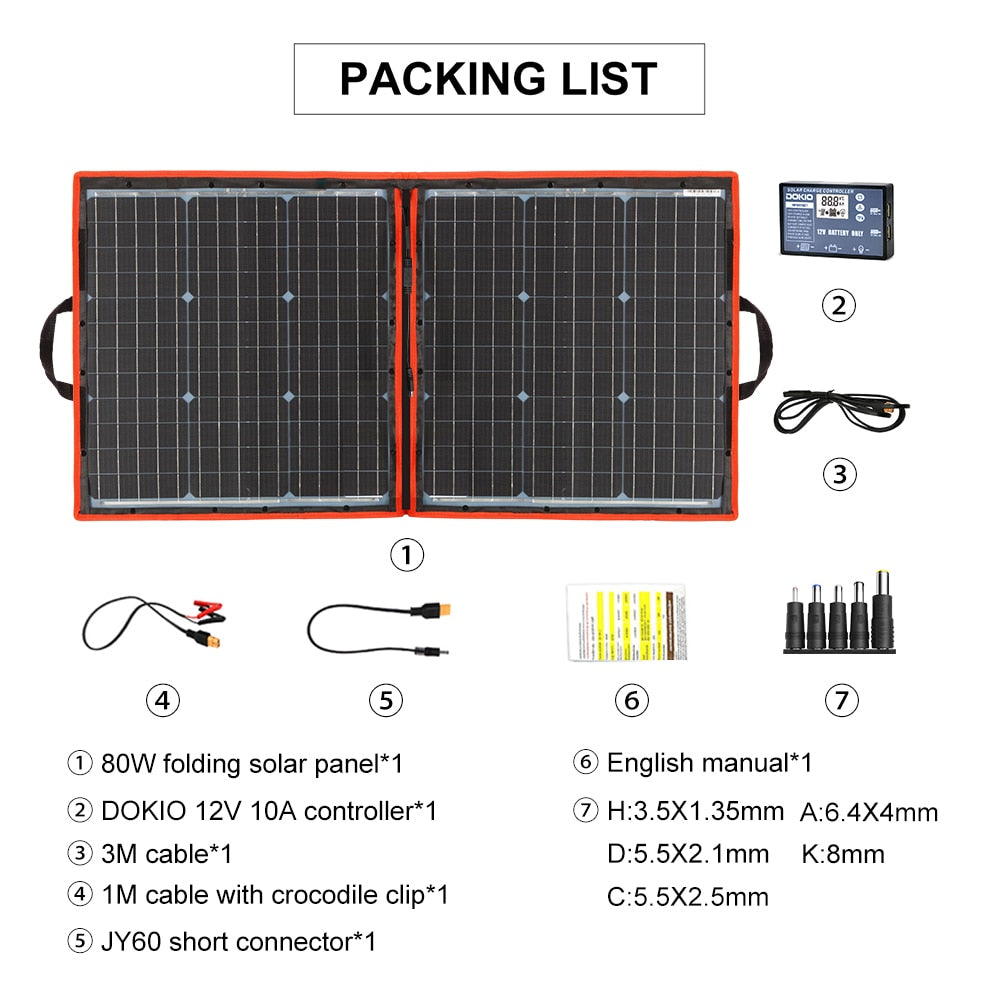 Dokio Flexible/Foldable High Efficiency Solar Panel. 12V 80w 100w 150w ...