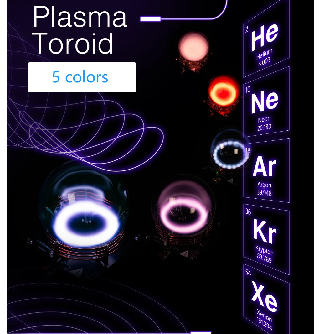 Noble Gas Glass Helium neon ball Argon Krypton Xenon Plasma Ring Toroi ...