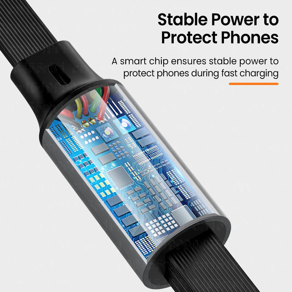 3in1 Retractable Fast Charge USB To 8 pin/Type C 6A 100W USB Cable for ...