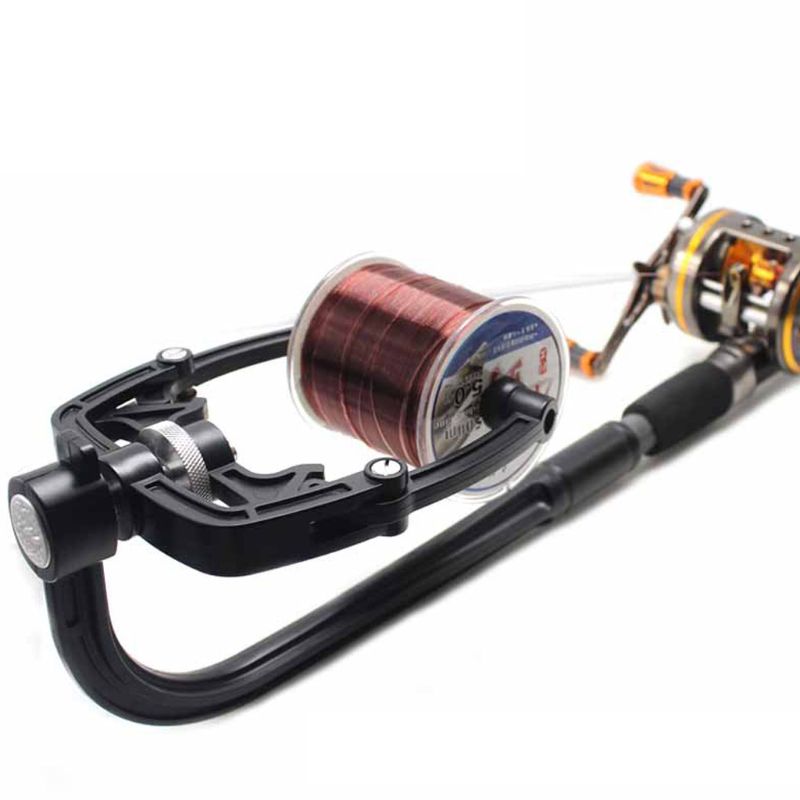 Portable fishing line winder. Lets you manually wind fishing line or c ...